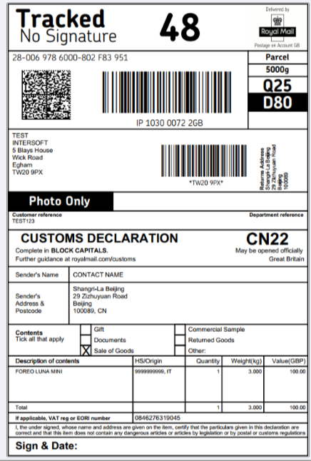 The difference between a CN22 & CN23 label