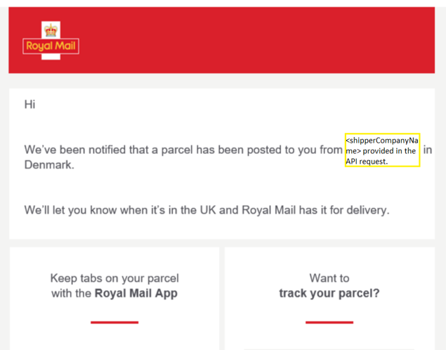 Royal Mail SMS and Email Notifications